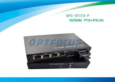 China Industrial 5 Port PoE Ethernet Switch 100Base FX Single Mode 1310nm 20km SC Fiber Optic for sale