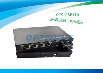 China Industrial 5 Port Gigabit PoE Switch 1 Fiber 4 UTP 1000Mbps 2km Multimode for sale