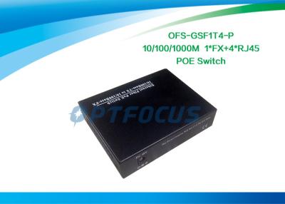 China 1310nm Single Mode Fiber 5 Port Gigabit Switch 100M 1FX 4UTP PoE for sale