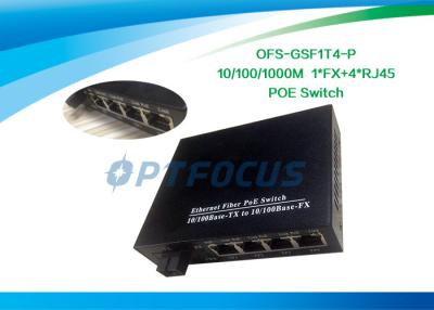 China 10/100Mbps PoE 5 Port Gigabit Fiber Switch 1310nm 20km Singlemode SC for sale