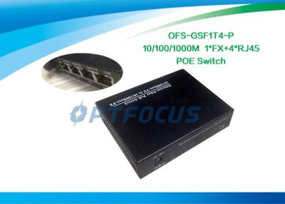 China 1MKb Fiber Optic Network Switch Poe 5 Port Dual Mode External Power for sale