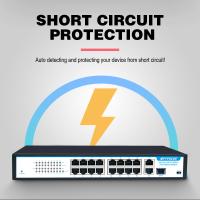 China 16 Port PoE Switch 16x10/100Mbps + 2xGigabit Uplink + 1xSFP for NVR IP Camera for sale