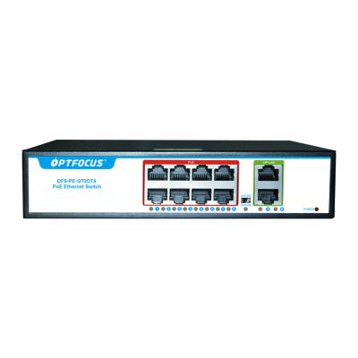 China 8 Port PoE Switch 8x10/100Mbps PoE Plus 2x10/100/1000Mbps Uplink 120W for IP Camera CCTV for sale