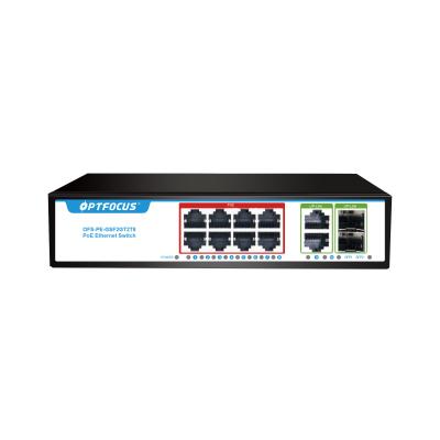 China 8 Port Gigabit PoE Switch 120W 2 SFP Slots IEEE 802.3af at for IP Camera NVR for sale