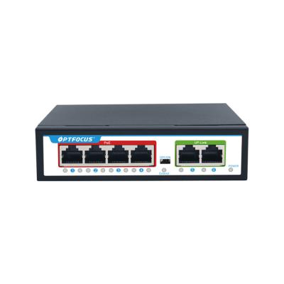 China OEM ODM 24V PoE Switch 4 Port 10/100Mbps with 2 Uplink Ports for CCTV NVR ISP FTTH for sale