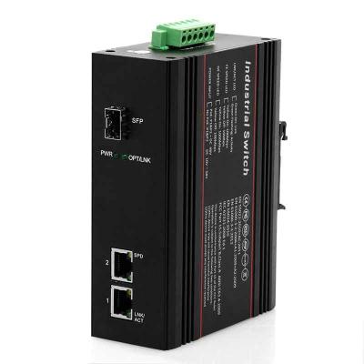 China Industrial Gigabit Ethernet Switch 3 Ports 1 Fiber 2 RJ45 -40 to 85C for sale
