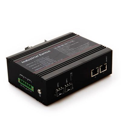 China Industrial Grade PoE Fiber Switch 2 Gigabit SFP Ports 2 RJ45 10/100/1000M -40 to 85C for sale
