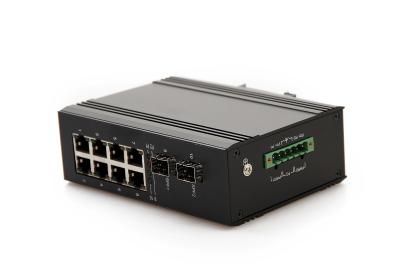 China Industrial 10 Port Gigabit Ethernet Switch 2 Fiber 8 RJ45 PoE -40 to 85C for sale