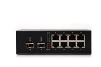 China Industrial 10 Port Gigabit Ethernet Switch 2 Fiber 8 RJ45 PoE -40 to 85C for sale