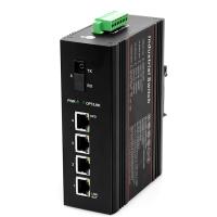 China Industrial PoE Switch 1x100M Fiber Port 4x10/100M RJ45 Unmanaged DIN Rail -40 to 85C for sale