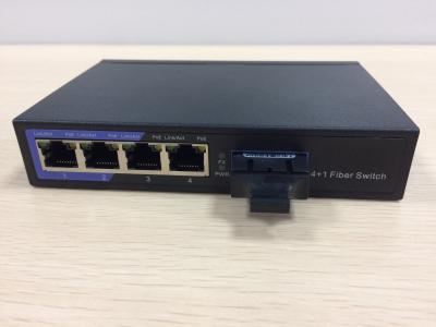 China Mini PoE Fiber Switch 1 100M FX 4 10/100M RJ45 Ports PSE Iron Housing 15.4W for sale