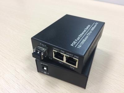 China 100M Fiber to 2 Port 10/100M PoE Ethernet Switch with SFP Slot 60W for sale