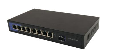 China 48VDC PoE Network Switch 8 Port Gigabit RJ45 1 Port 1000FX SFP 15.4W Per Port for sale