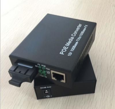 China IEEE 802.3af/at PoE Media Converter 100M FX SC Port 10/100M RJ45 15.4W PSE for sale