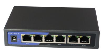 China 6 Port 10/100M PoE Ethernet Switch 4 PoE Ports 30W 250m Long Distance Auto MDI MDIX for sale