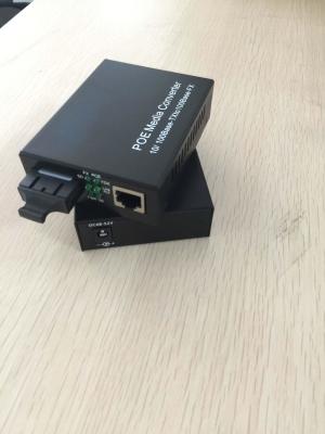 China 10/100M PoE Media Converter Single Mode Dual Fiber 25KM SC Port 48-57V DC for sale