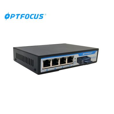 China 4 Port PoE Fiber Optic Ethernet Switch 10/100Mbps 1 Uplink 100M 30W IEEE802.3af at for sale