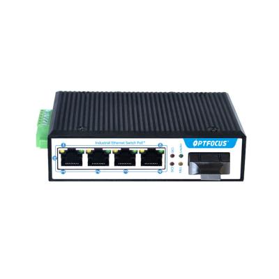 China 4 Port Industrial PoE Switch 4x10/100Base-T 1x100Base-X SC Fiber IEEE802.3af at 30W for sale