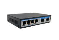 China 4 Port Gigabit Fiber Optic Switch 10/100/1000M 2 SFP Slot 140x93x28mm for sale