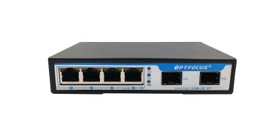 China 4 Port Gigabit Fiber Optic Switch 10/100/1000M 2 SFP Slot 140x93x28mm for sale