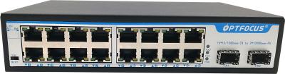 China 16 Port PoE Network Switch 10/100Mbps 2 Gigabit Uplink SFP 802.3af at 30W for IP Cameras for sale