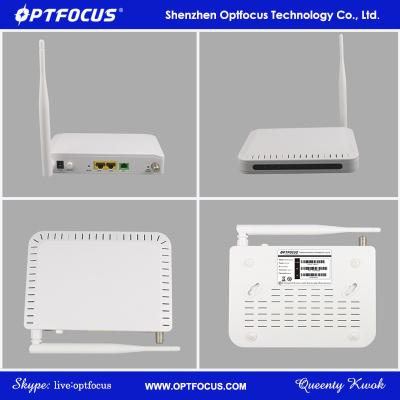 China XPON ONU 1GE 1FE CATV WiFi 12V 0.5A GPON EPON Dual Mode FTTH Equipment for sale