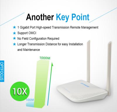 China XPON Dual Mode ONU 1GE 1FE WiFi SC UPC GPON EPON FTTH ONT 12V 0.35kg for sale