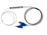 China 0.9mm Steel Tube Fiber Optic PLC Splitter 1x2 1x4 1x16 SC/APC UPC 1310nm 1550nm for sale