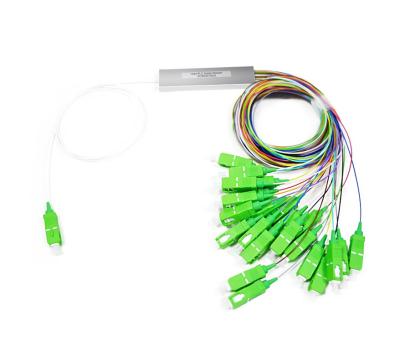 China FTTH PLC Fiber Optic Splitter 1x8 1x16 SC APC UPC Mini Block Steel Tube 1310nm 1550nm for sale