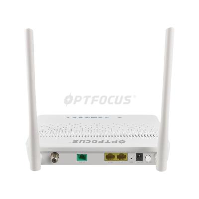 China XPON ONU 1GE 1FE CATV GPON EPON Dual Mode Fiber Optic ONU 2.4G WiFi 300Mbps for sale