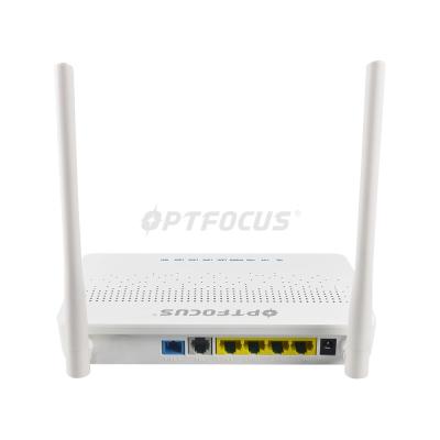 China XPON ONU 4GE 1VOIP 1USB WiFi Router GPON EPON Dual Mode 300Mbps 2.4G FTTH for sale