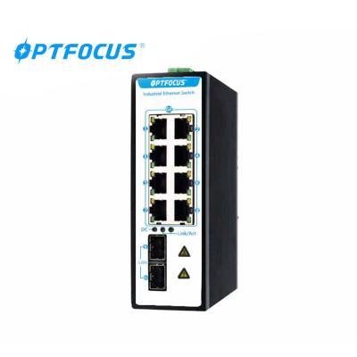 China Industrial 8 Port Gigabit PoE Switch with 2 SFP Slots 10/100/1000Mbps 48V for sale