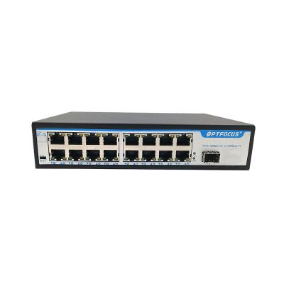 China 16 Port 10/100M PoE Fiber Optic Switch 1310nm 120W with 1 Gigabit Uplink for sale