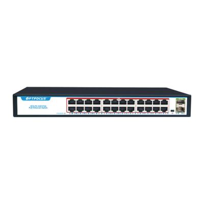 China 24 Port Gigabit PoE Switch 24x10/100/1000Mbps PoE 2x SFP Uplink 250W Built-in Power for sale