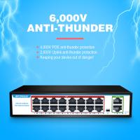 China 16 Port PoE Fiber Switch 20km 2 Gigabit Uplink IEEE 802.3af at 250W for sale