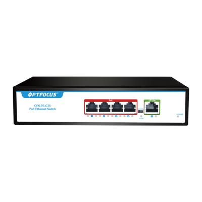 China Factory OEM ODM 5 Port Gigabit PoE Switch 4x 10/100/1000Mbps PoE Ports 1x Uplink 110-240V for sale
