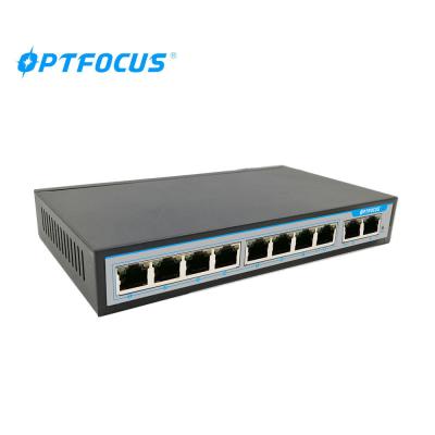 China Outdoor Waterproof 8 Port Gigabit PoE Switch 802.3af 15.4W per Port with Fiber for Video Surveillance for sale