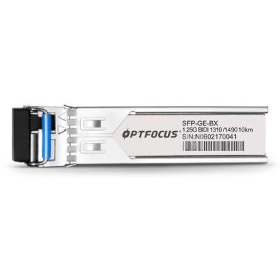 China OPTFOCUS 1.25G BIDI SFP Optical Transceiver 10km SC Single Fiber 1310nm 1490nm for sale