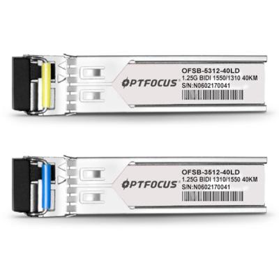 China OPTFOCUS 1.25G SFP Optical Transceiver 40KM SM SC Bi-Directional 1550/1310nm for sale