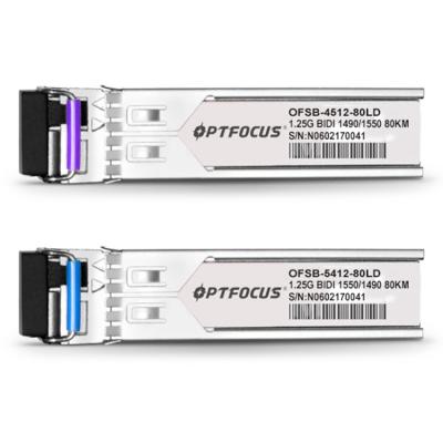 China OPTFOCUS 1.25G SFP Bi-Di Optical Transceiver 80km SC 1490nm/1550nm Single Mode for sale