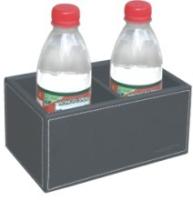 China PU Leather Hotel Guestroom Water Bottle Holder With 2 Slots for sale