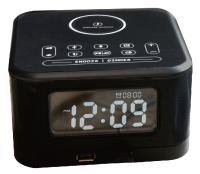 China Wireless Charging Hotel Alarm Clock Electric Radio Alarm Clock 10M 65dB for sale