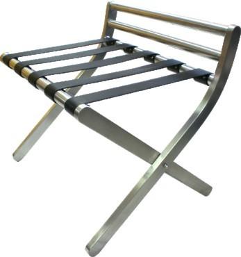 China Hotel Luxury Stainless Steel Luggage Rack Foldable With back support for sale