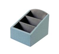 China Hotel Guest Room Accessories PU Leather Tea-leaf Coffee Sugar Packet Holder Box with 3 Slots in Elegant Design for sale