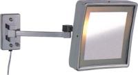 China Cosmetic Bathroom Hairdressing magnifer mirror Chrome Square LED Desktop for sale