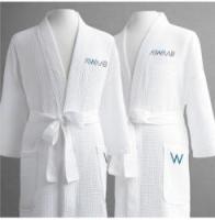 China New Style M Size Hotel Bathrobe Sleepwear Waffle Shawl Collar 100% Cotton White for sale