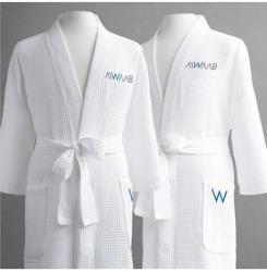 China New Style M Size Hotel Bathrobe Sleepwear Waffle Shawl Collar 100% Cotton White for sale