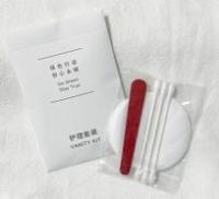 China Vanity Kit with Cotton Swabs Makeup Pads Nail File and Eco Packaging for Luxury Hotels for sale
