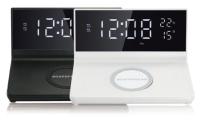 China Hotel Alarm Clock Wireless Charger Bluetooth Speaker RGB Light USB for sale