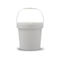 China Versatile White Plastic Bucket With Stackable Design Food Storage Buckets for sale